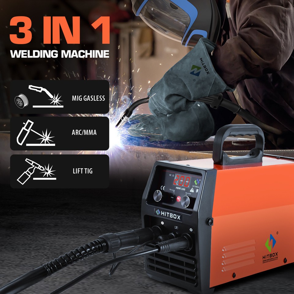 HITBOX 3 in 1 MIG Welder Flux-Core Wire 110V/220V MMA/ TIG/ MIG ...
