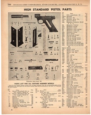1955 Print Ad of High Hi Standard Model HD Military Pistol Parts List ...