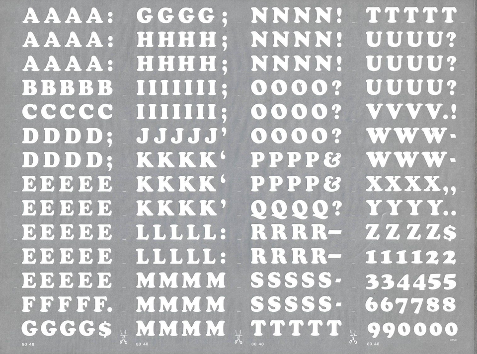 MECANORMA Dry Transfer Lettering 80-48.K #923 COOPER BLACK / WHITE 12 ...