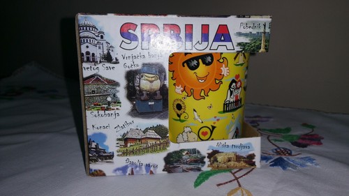 CERAMIC CUP AND SPOON WITH SERBIAN MOTIVE - GREAT GIFT NICE DESIGN ...