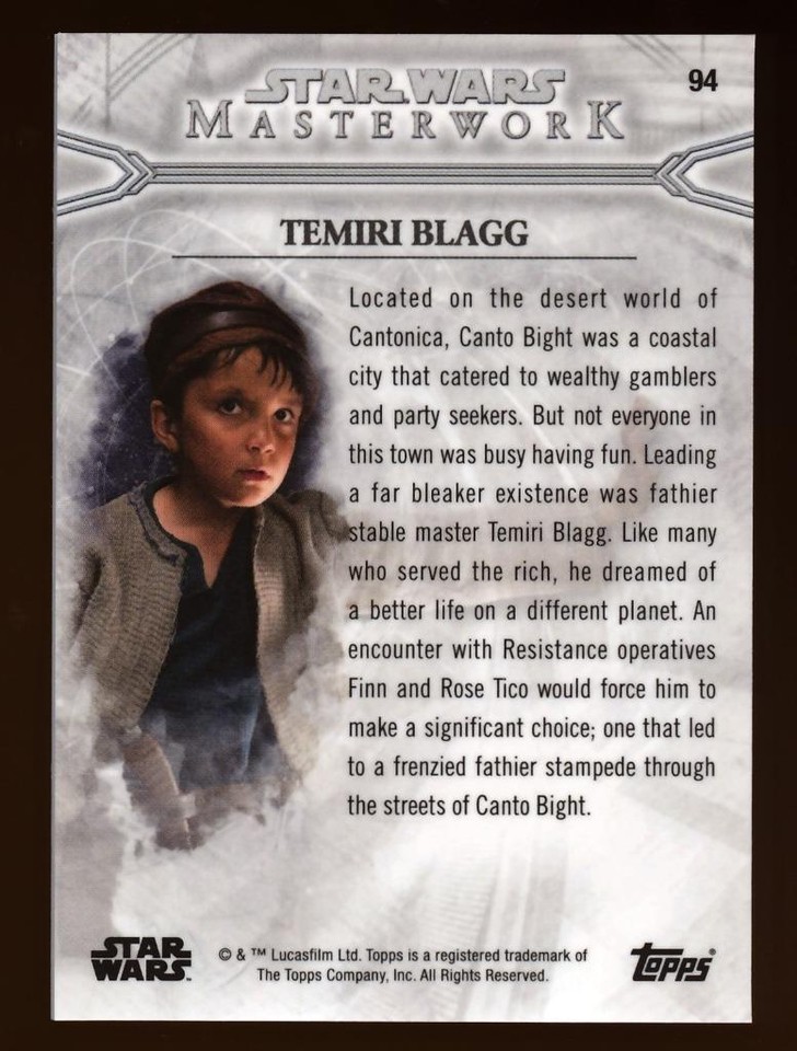 2018 Star Wars Masterwork #94 Temiri Blagg | eBay