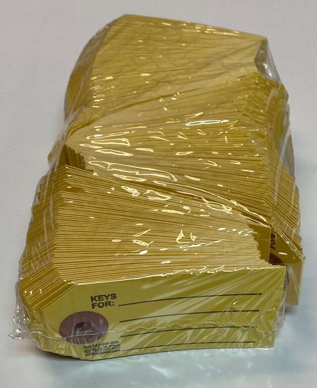 Yellow Reinforced Paper Key Tags w/ Key Rings "Keys For" AP-DP-820 ...