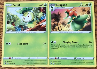 Petilil 9/203, Lilligant 10/203 - Evo Line - Evolving Skies - Read Desc ...