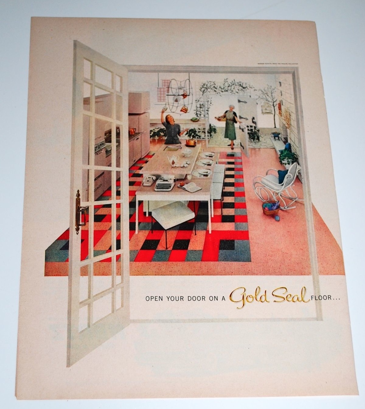 Vintage 1957 Gold Seal Flooring Print Ad — Great Modern '50s Kitchen ...