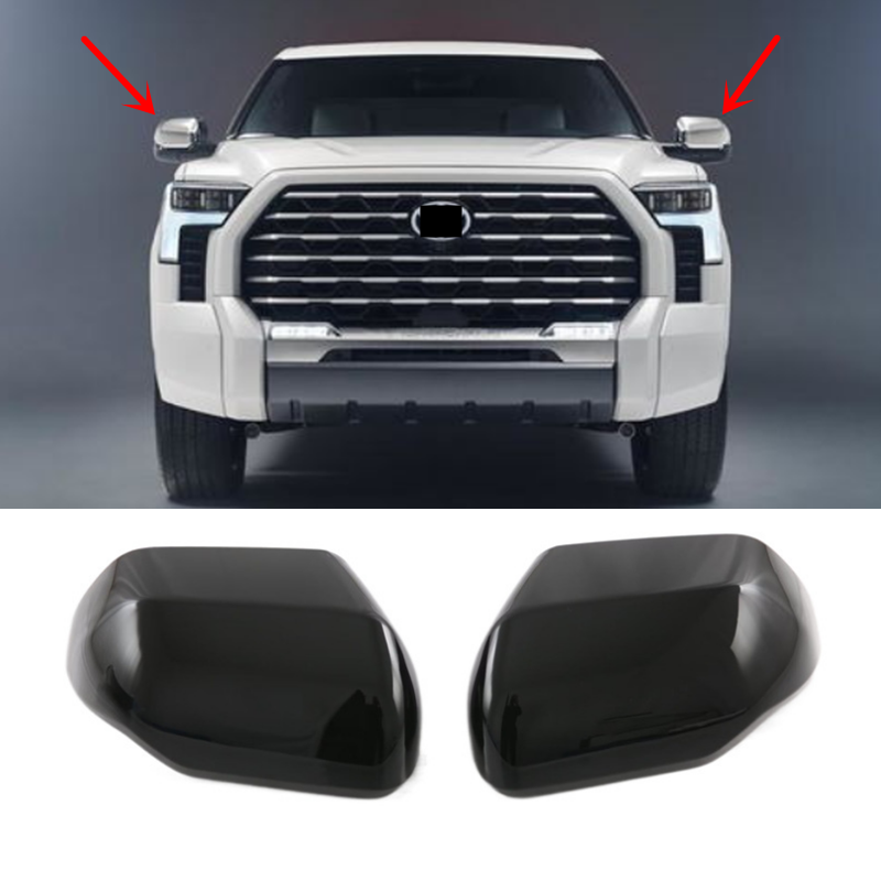 For Toyota Tundra 2022 2024 2024 Bright Black Side Mirrors Rearview ...