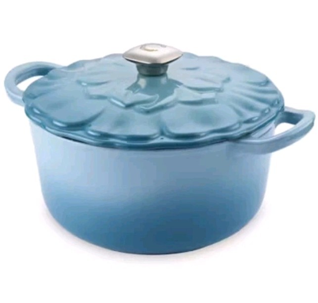 Crofton Cast Iron Casserole Dish With Flower Lid 22cm Oven Safe To 250 ...
