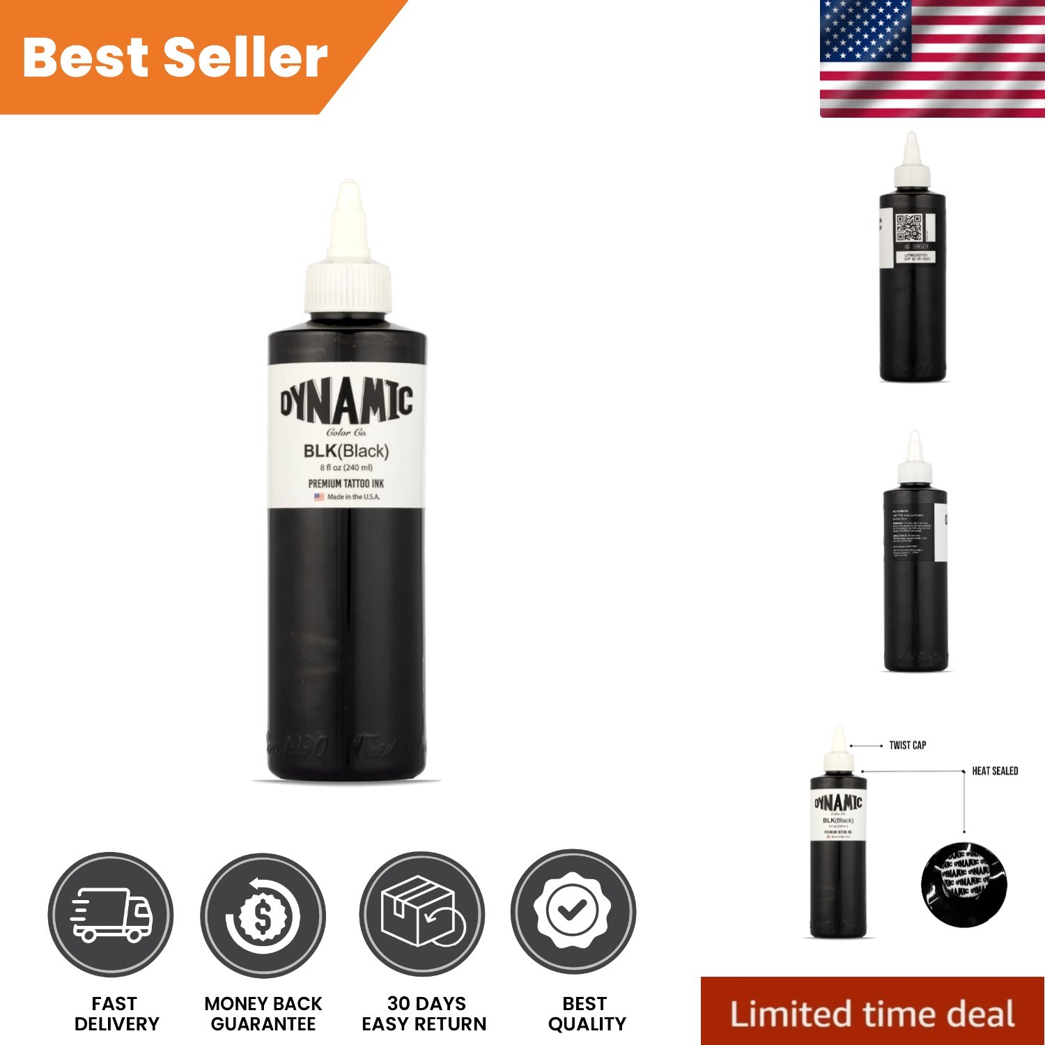 8oz Dynamic Black Tattoo Ink - Bold Pigment for Stunning Designs ...