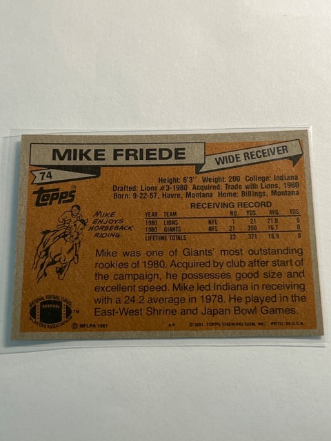 1981 Topps - #74 Mike Friede (RC) for sale online | eBay