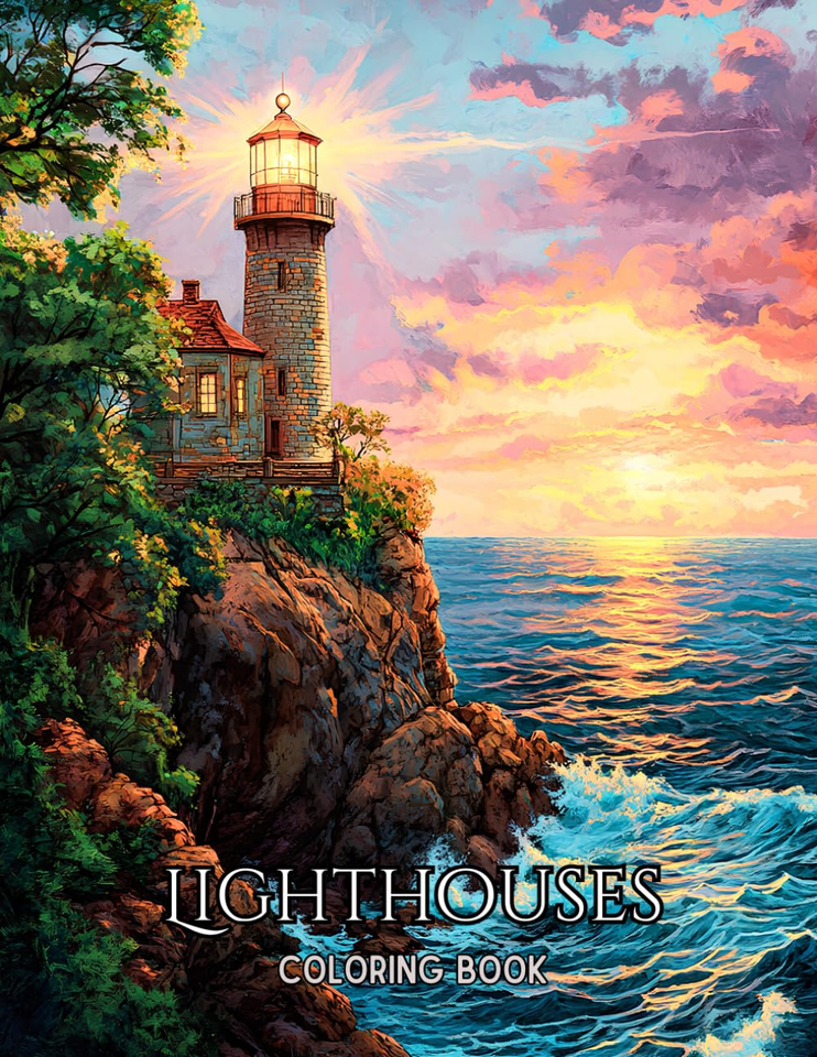 Lighthouses Coloring Book for Adults: 40 Beautiful Lighthouses for Relaxation an | eBay
