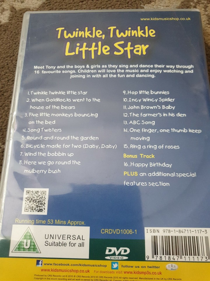 TWINKLE TWINKLE LITTLE STAR DVD KIDS 16 SONGS | eBay