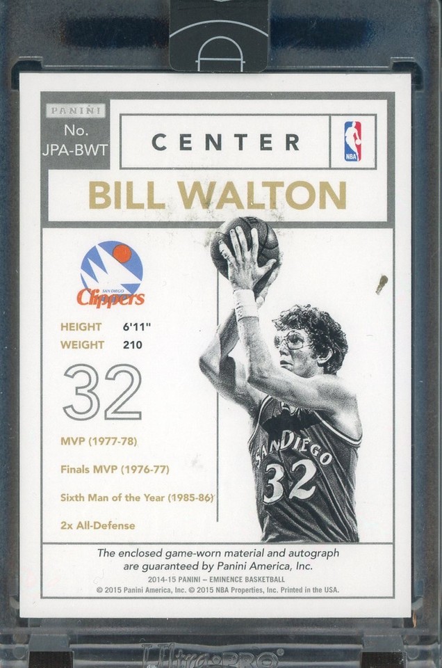 2014-15 Panini Eminence Bill Walton HOF GU 2-Color Patch Gold Ink AUTO 8/10 | eBay