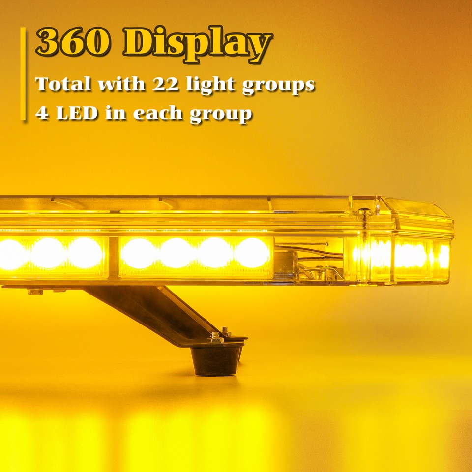 48" Amber LED Rooftop Strobe Light Bar Emergency Beacon Car Truck ...