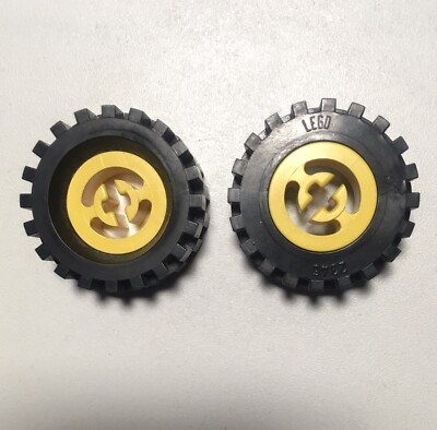 LEGO Set of 2 Wheels (Yellow Hubs w/ Rubber Tires) 2346 And 3482 | eBay
