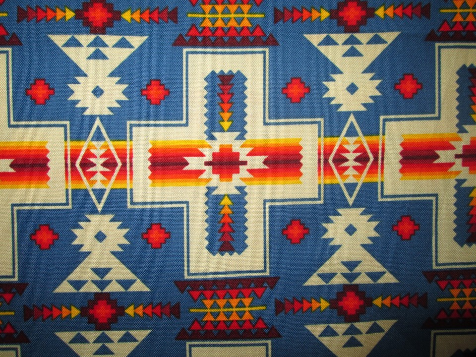 Navajo Cross Blue Orange Native American Print Cotton Fabric FQ | eBay
