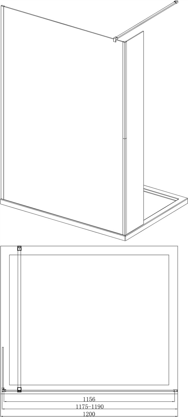 Modern 1200mm Walk In Wet Room Shower Screen Return Panel Easy Clean ...