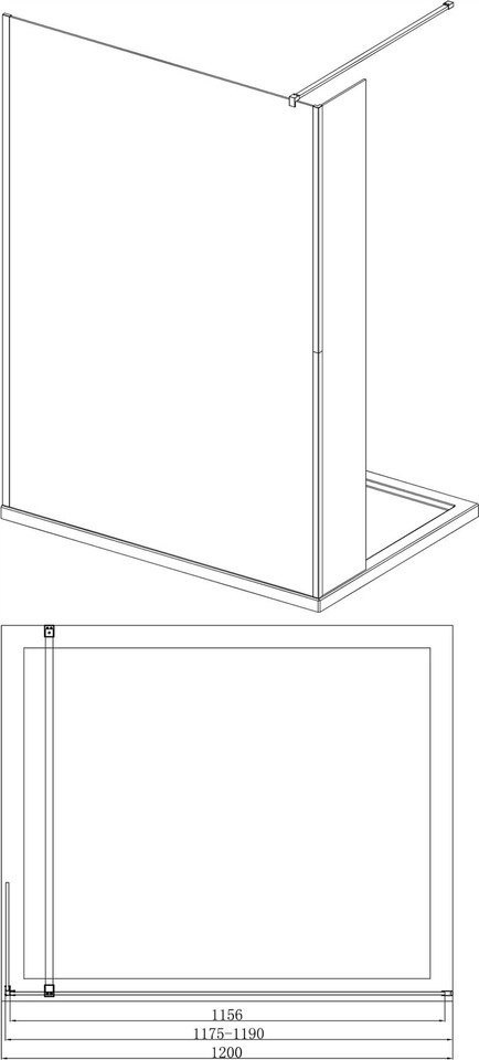 Modern 1200mm Walk In Wet Room Shower Screen Return Panel Easy Clean ...