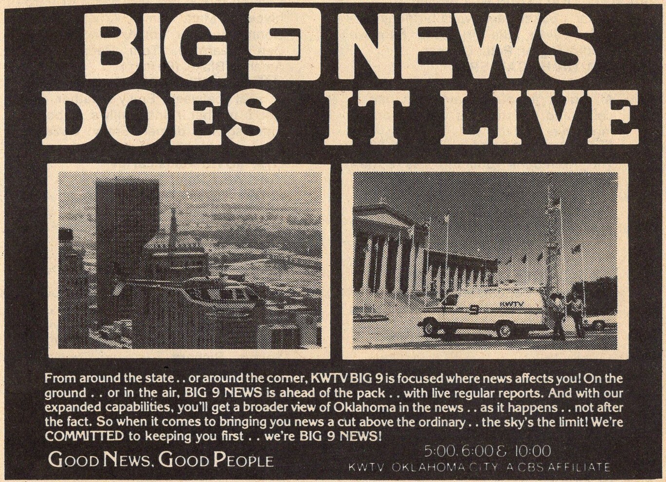 1981 KWTV OKLAHOMA CITY TV AD ~ BIG 9 NEWS VAN & HELICOPTER DOES IT ...