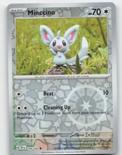 Minccino #136/162 Reverse Holo Pokémon Temporal Forces Near Mint or ...