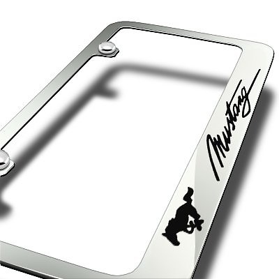 Ford Mustang Script Chrome Metal License Plate Frame | eBay