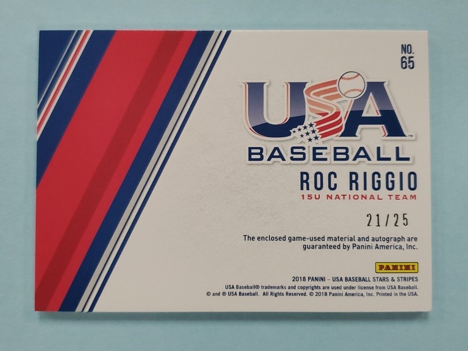 2018 Panini USA Stars Stripes Roc Riggio Gold Auto Jersey Signatures ...