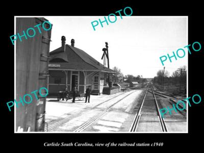 OLD POSTCARD SIZE PHOTO OF CARLISLE SOUTH CAROLINA THE RAILROAD STATION ...