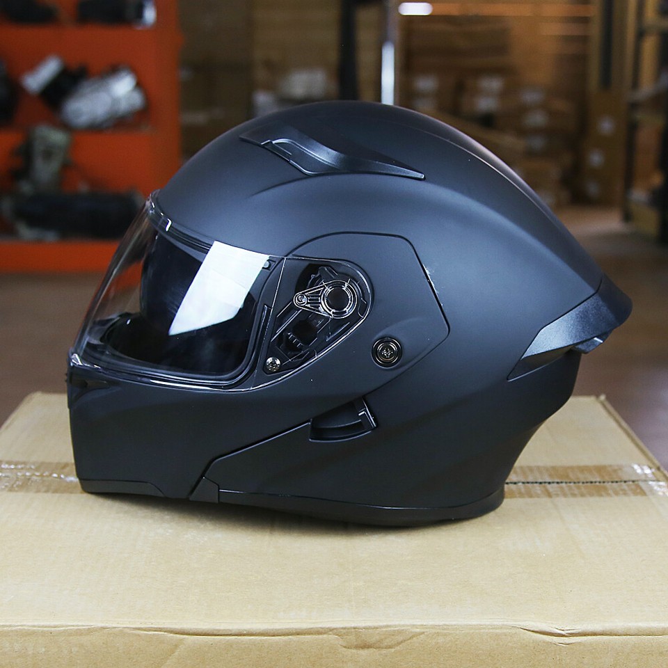 DOT LED Light Flip up Modular Dual Visors Full Face Motorcycle Helmet ...