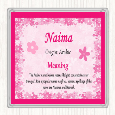 Naima Name Meaning Drinks Mat Coaster Pink | eBay UK