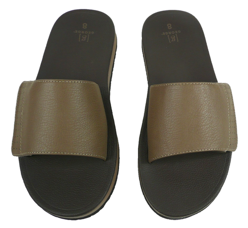 GEORGE Men's Size 8 Comfort Slide Sandals Brown Adjustable Strap | eBay