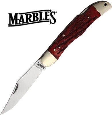 Marbles Large Red Bone Hunter Lockback Folding Pocket Knife - New in ...