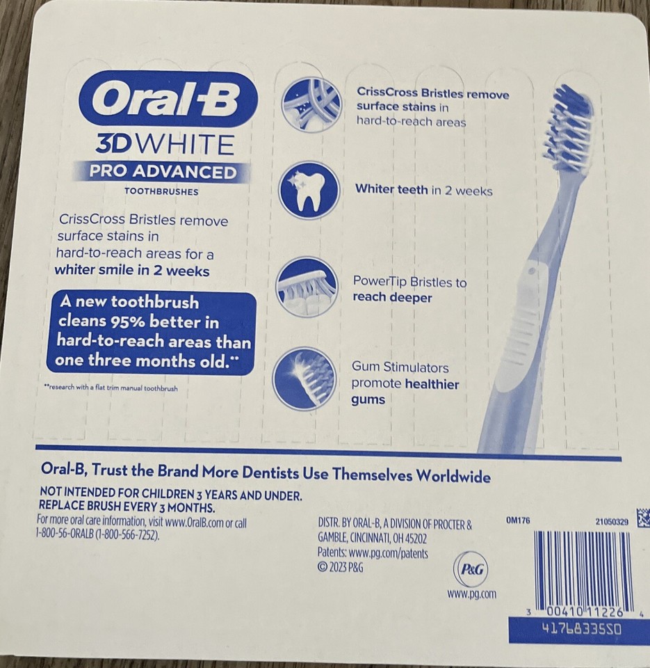 Oral-B 3D White Pro Advanced Toothbrush, Soft Bristle, 8 Pack | eBay