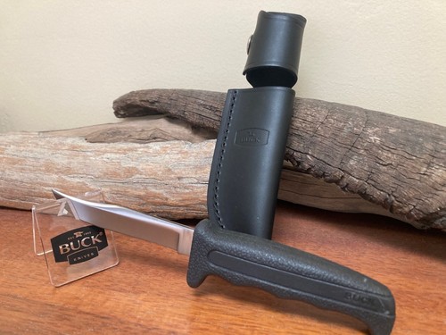 Buck 602 Knife - Vintage (1986) with Black Kraton Handle and Sheath ...