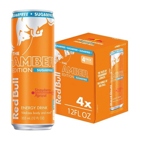 Red Bull Amber Edition Sugar Free Strawberry Apricot Box If Four 12 Oz ...