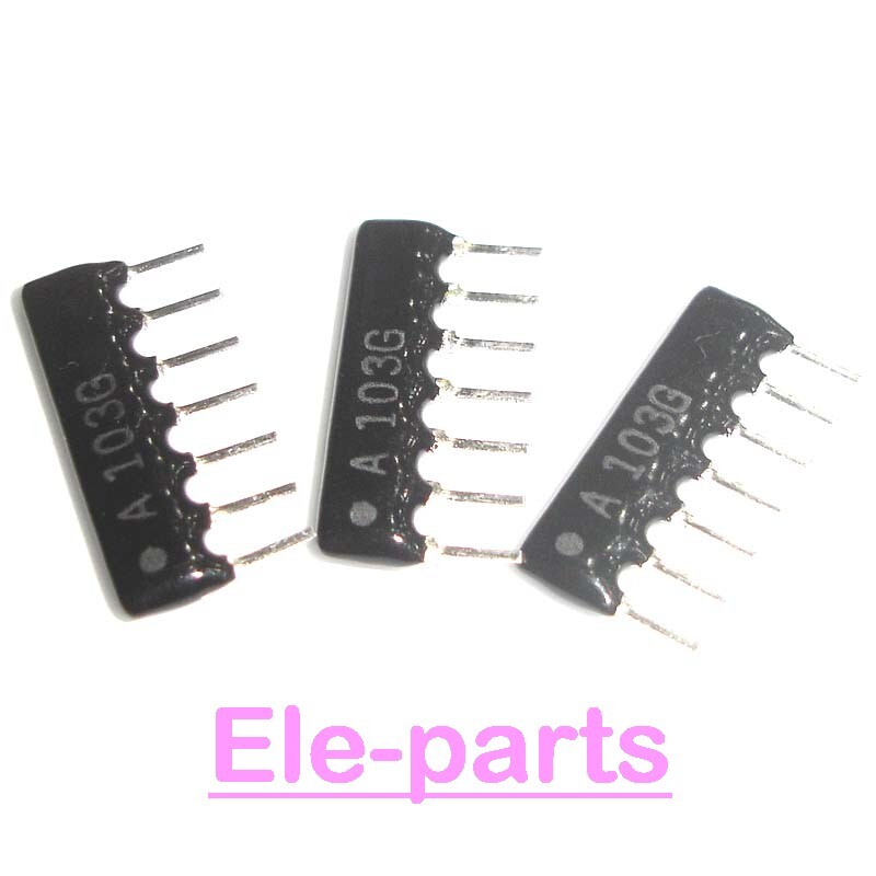 50 PCS A07-103G SIP-7 A07-103 10K ohm 6 Commoned Resistor Network Array ...
