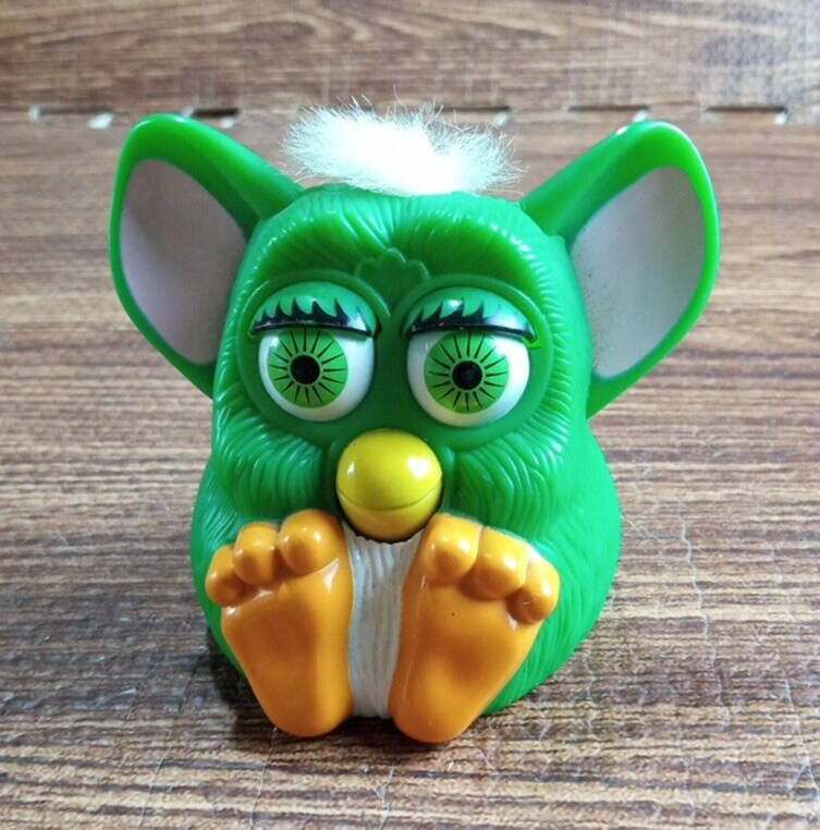 Furby McDonalds 1998 Toy Green Orange Feet White Hair Squeaker Rare ...