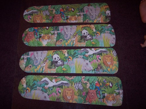 CUSTOM JUNGLE SAFARI FLAMINGO PARROT ELEPHANT LION CEILING FAN | eBay
