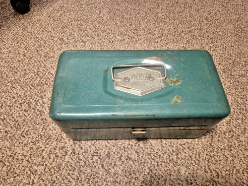 Vintage Victor Two Tray Tackle Tool Box Green In Tact Nice For Age | eBay