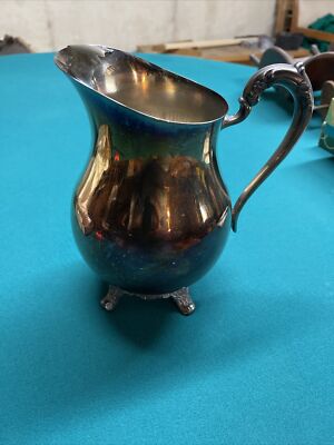 Wm Rogers Vintage Silver Plate Footed Water Pitcher with Ice Guard 817 ...