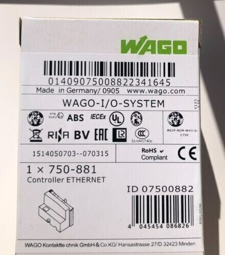 New In Box WAGO 750-881 Ethernet Controller PLC Module 750 881 | eBay