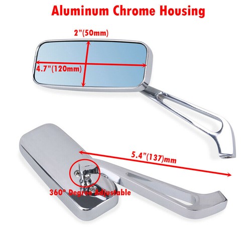 Rectangle Motorcycle Mirrors For Harley Cruiser Bobber Chopper Softail ...