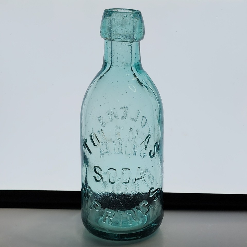 Western Tolenas Soda Springs Soda Bottle California Squat Blop Top Aqua ...