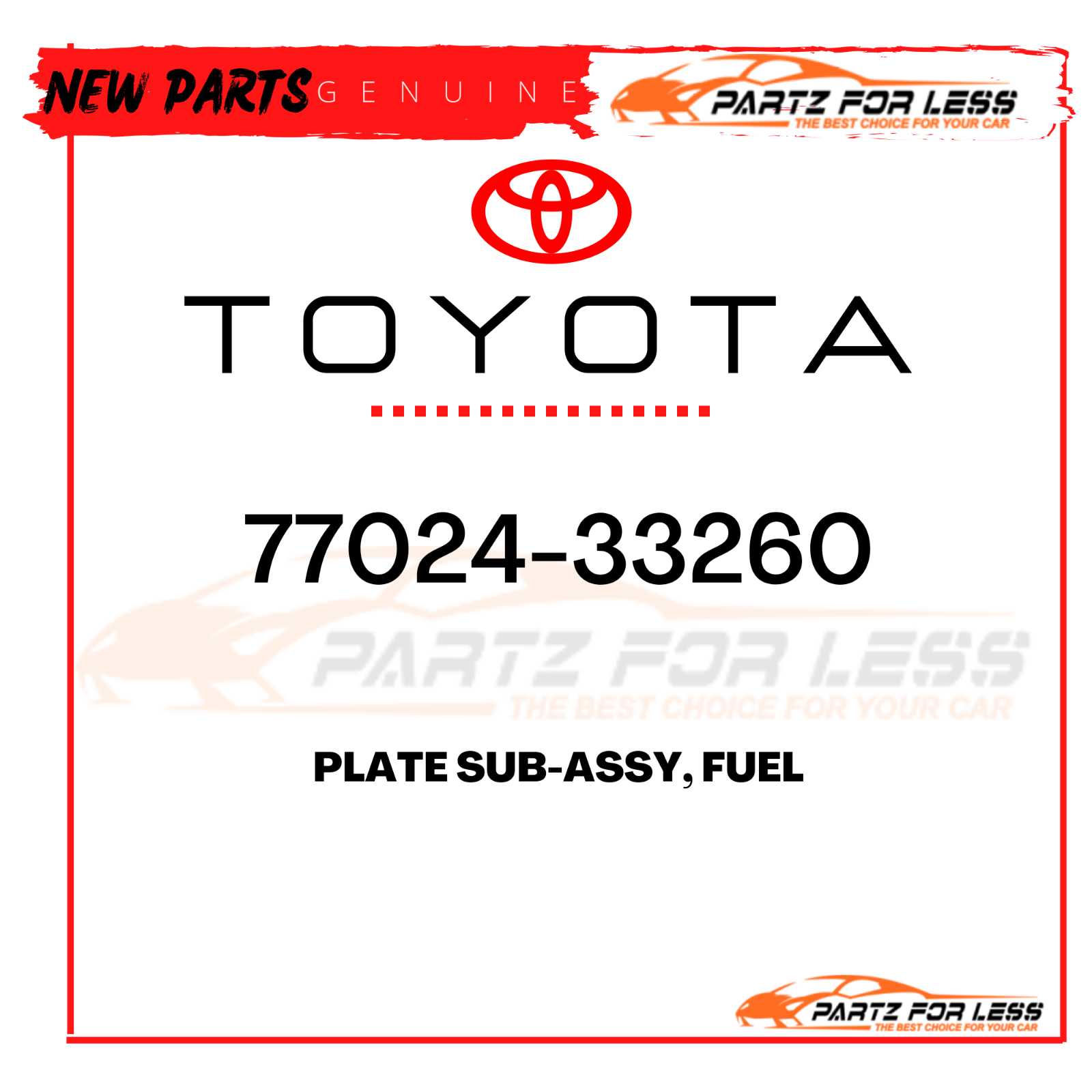 77024-33260 TOYOTA GENUINE PLATE SUB-ASSY, FUEL 7702433260 NEW OEM | eBay