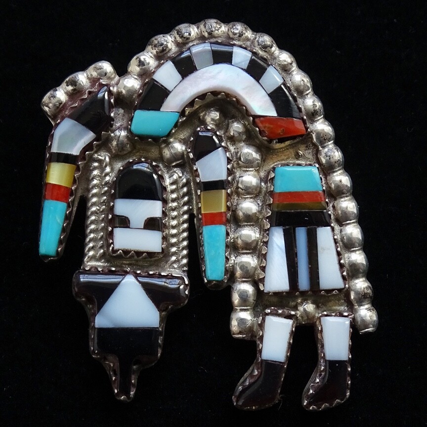 Angela Cellicion AC Zuni 1970s Rainbow Man Kachina Dancer Pendant Pin ...