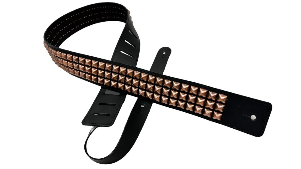 Studded Punk Guitar Strap Steel Pyramid Punk Rock Metal Bass Genuine ...
