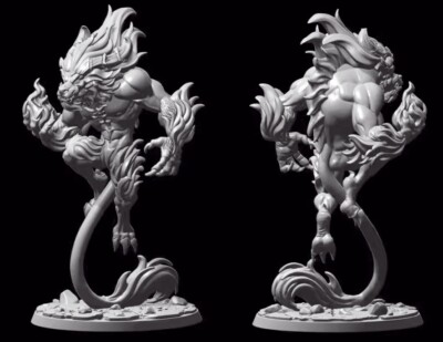 1/32 56mm resin figure model Fantasy Lion Man ED Printing Unassembled ...