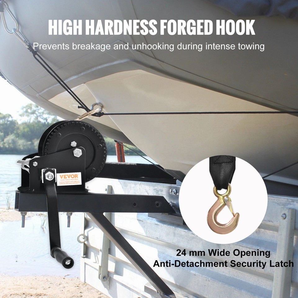 Easy Use Hand Winch 1600lb Capacity 33ft Line Secure Latch | eBay