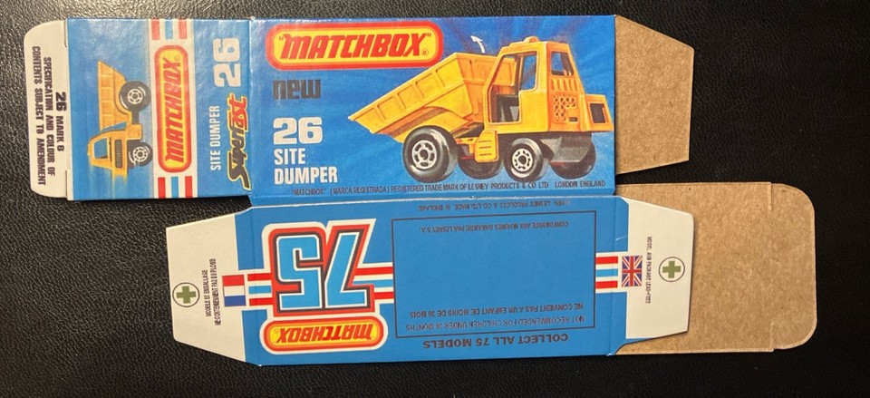 Matchbox Superfast #26 Site Dumper ‘74-‘76 Type J Repro Box | eBay