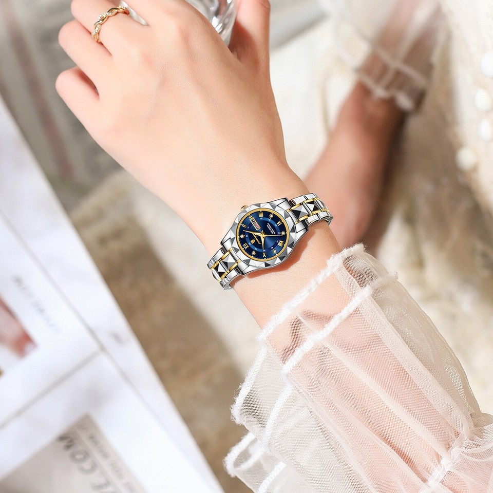 Luxury Ladies Watch Luminous Waterproof Wristwatch Women Stainless ...