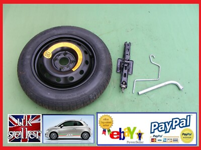 FIAT 500 SPACE SAVER SPARE WHEEL 14" And Jack kit 4 stud Free Postage ...