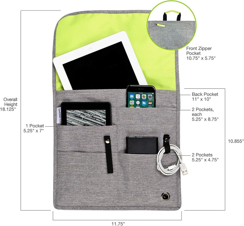 Airplane Pocket Organizer | Tray Table Cover | In Flight Seat Ash and ...