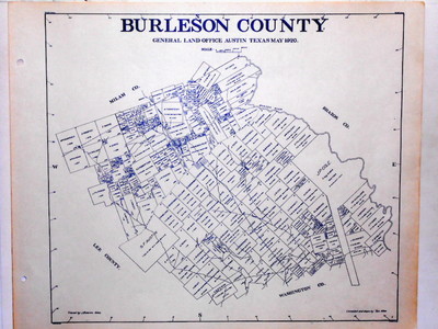 Old Burleson County Texas Land Office Owner Map Caldwell Somerville ...